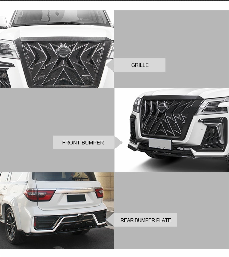 Front rear bumper grille 2021 black hawk edition body kit For 2020 Nissan Patrol Y62